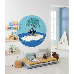 Wandtattoo Komar, bunt, Folie, Kinderzimmer, Wandtattoos, "selbstklebendes Vlies, Mickey and Minnie Beach Vacation,Gr.125x125 cm", rund und
