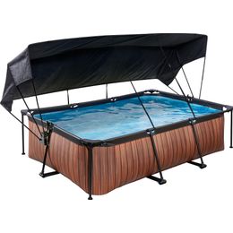 Framepool EXIT, B:150cm H:65cm L:220cm, braun, Schwimmbecken, BxLxH: 150x220x65 cm, mit Filterpumpe und Sonnensegel