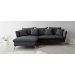 Ecksofa OTTO HOME, B:258cm H:91cm, grau, 100% Polyester;Federung Ottomane : 12 x Feder Type B 1650mm;Ferderung 2 Sitzer: 10 x Feder Type B 650