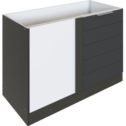 Eckunterschrank KOCHSTATION, B:120cm H:82cm T:60cm, grau, MDF, K&uuml;che, Schr&auml;nke, "KS-Luhe", 120 cm breit, hochwertige MDF-Fronten mit waagerechter