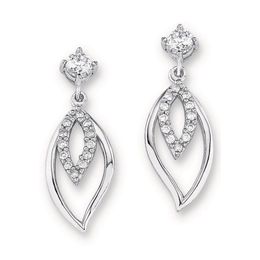 Amor Damen Paar Ohrstecker "Bl&auml;tter", Silber 925 (Sterlingsilber), bunt, Silber 925 (Sterlingsilber), Ohrringe, mit Zirkonia (synth.)