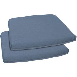Sitzauflage GO-DE, B:40cm H:5cm T:45cm, blau, Polyester, Polyurethan, Outdoor, Polsterauflagen, "Carina", Ma&szlig;e ca.: 40 cm x 45/46 cm x 5 cm
