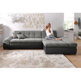 Ecksofa DOMO collection, B:300cm H:80cm T:172cm, grau, Kunstleder SOFTLUX / Struktur (90% Polyester/ 10% Polyacryl);Microfaser PRIMABELLE (100%