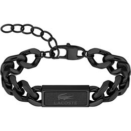 Lacoste Herren Panzerarmband "BACKHAND", 19cm, Edelstahl, schwarz, Edelstahl, Armbänder