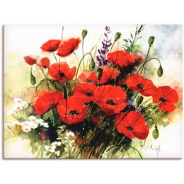 Wandbild Artland, B:120cm H:90cm, rot, Leinwand, Wohnzimmer, Bilder, "Blumen Zusammenstellung III", als Leinwandbild, Poster, Wandaufkleber in