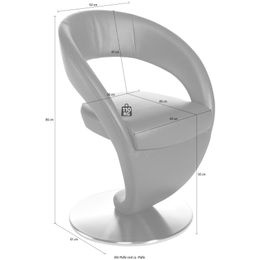 K+w Komfort & Wohnen Drehstuhl, B:62cm H:86cm T:61cm, schwarz, K+W KOMFORT & WOHNEN, Bronco: Nappaleder pigmentiert, Dickleder, 1, 3/1, 5mm, mit rustikal gek&ouml;rnten