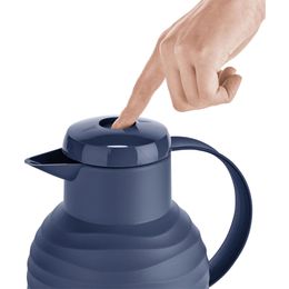 Emsa Isolierkanne "Samba Wave", 1 l, blau, Kannen, Made in Germany, 12h warm/24h kalt, Quick-Press-Deckel, Glaskolben