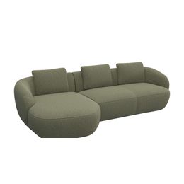 Wohnlandschaft FLEXLUX, B:276cm H:85cm T:146cm, gr&uuml;n, Sofas, "Torino, rund, L-Form, Sofa-Ecke mit Recamiere, Longchair-Sofa", Modernes, organisches