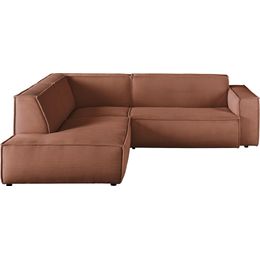 Ecksofa 3C CANDY, B:254cm H:72cm T:224cm, braun, 88% Polyester, 12% Polyacryl, Wohnzimmer, Sofas, "Matteo in elegant, kubischer Formensprache,