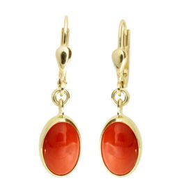 OSTSEE-SCHMUCK Damen Paar Ohrh&auml;nger "- Classic 11 x 7 mm - Gold 333/000 - Koralle", Gelbgold 333, gold, Gelbgold 333, Ohrringe