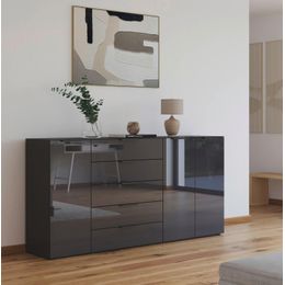 Kombikommode Rauch, B:200cm H:99cm T:42cm, grau, Holzwerkstoff, Schlafzimmer, Sideboards, "Kommode T&uuml;rkommode Sideboard Kombikommode FLIPP mit