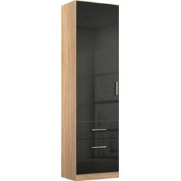 Dreht&uuml;renschrank Rauch, B:47cm H:197cm T:54cm, grau, Holzwerkstoff, Schr&auml;nke, "Kleiderschrank Schrank Garderobe Schlafzimmerschrank CELLE", in 4