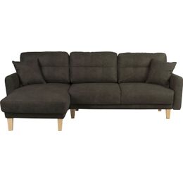Ecksofa Home Affaire, B:234cm H:89cm T:164cm, grau, Wohnzimmer, Sofas, "TRIPLO optionale Schlafsofa mit Bettkasten, Ma&szlig;e B/T/H: 234/164/89 cm",