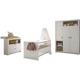 Babyzimmer-Komplettset Begabino, wei&szlig;, Dekorfolie, Schlafzimmerm&ouml;bel-Sets, "Paula Babyzimmer", farbige Unterlegscheiben f&uuml;r die Griffe in rosa oder