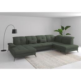 Sit & More Wohnlandschaft SIT & MORE, B:357cm H:90cm T:231cm, grün, 90% Polyester, 10% Polyamid, Sofas, "Amica, U-Form, inkl. Sitztiefenverstellung und