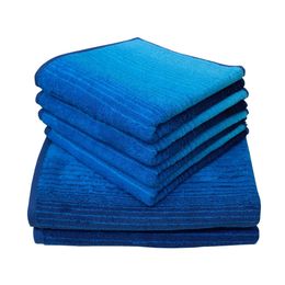 Handtuch Set Dyckhoff, blau, Walkfrottee, Obermaterial: 100% Baumwolle, Handtuch-Sets, "mit Farbverlauf", mit Farbverlauf;4 Handt&uuml;cher (50x100cm), 2