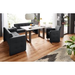Polsterbank, B:182cm H:82cm T:68cm, schwarz, exxpo - SOFA FASHION, Microfaser (Zusammensetzung: 100% Polyester);Lederfaserstoff (Grundgewebe 41%
