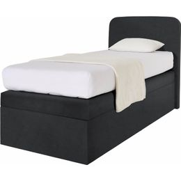 Boxspringbett, B:105cm L:212cm, schwarz, Westfalia Schlafkomfort, Box und Kopfteil: Microvelours (100% Polyester) oder Kunstleder (Polyurethan);Bezug