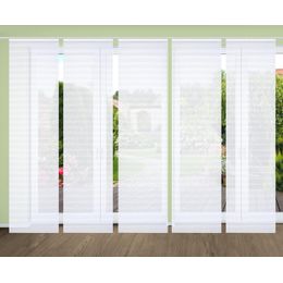 Schiebegardine HOME IN GREEN, B:60cm H:245cm, wei&szlig;, Polyester, Wohnzimmer, Gardinen, "ROMOLUS", SET DIGITALDRUCK,BAMBUSOPTIK RECYCELT