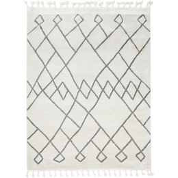 Teppich done., B:120cm H:10mm L:180cm, schwarz-wei&szlig;, Kunstfaser, Wohnzimmer, Teppiche, "SEA", modernes Scandi Design, kariert, Hoch-Tief Effekt, mit