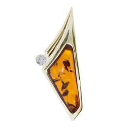 OSTSEE-SCHMUCK Damen Kettenanh&auml;nger "- Gleiter-Agneta - Gold 585/000 - Bernstein/Brillant", Gelbgold 585, gold, Gelbgold 585, Schmuckanh&auml;nger