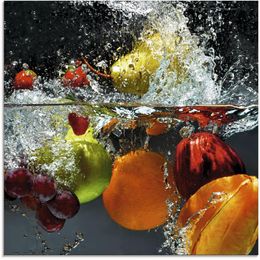 Glasbild Artland, B:20cm H:20cm, bunt, Glas, Küche, Bilder, "Spritzendes Obst auf dem Wasser", in verschiedenen Größen