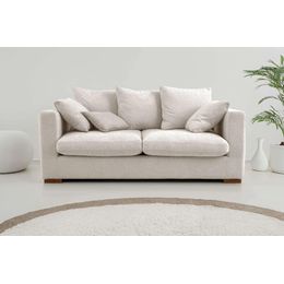 2,5-Sitzer Home Affaire, B:220cm H:80cm T:113cm, beige, 100% PES, Sofas, "Coray", extra weich und kuschelig, F&uuml;llung mit Federn und Daunen