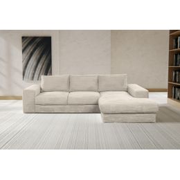 Ecksofa WERK2, B:280cm H:86cm T:190cm, weiß, 100% PES, Wohnzimmer, Sofas, "Rozzana Design Ecksofa mit hohem Komfort, zeitlos & elegant, L-Form", in
