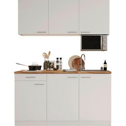 Pantryk&uuml;che respekta, B:150cm H:200cm T:60cm, wei&szlig;, Komplettk&uuml;chen-Sets, "Luis, mit Duo Kochfeld, wahlweise mit Mikrowelle, Korpus Wei&szlig;", Breite 150