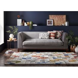 Wollteppich FLAIR RUGS, B:120cm H:10mm L:170cm, bunt, Wolle, Wohnzimmer, Teppiche, "Amari", mit Hoch-Tief-Effekt, aus 100% Wolle, grafische &