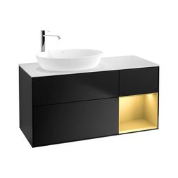 Villeroy & Boch Villeroy und Boch Finion Waschtischunterschrank F931HFPD 120cm, Abdeckplatte white matt, Regale Gold matt lacquer, Black matt lacquer