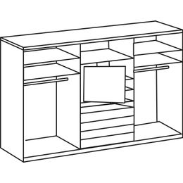 Schwebet&uuml;renschrank wimex, B:300cm H:236cm T:65cm, braun, Schr&auml;nke, "Magic by fresh to go", tolles EXTRA: mit drehbarem TV-Element, mittig mit