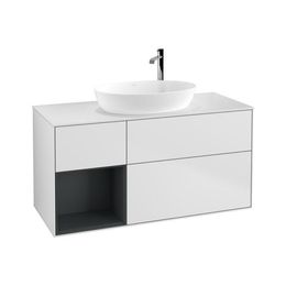Villeroy & Boch Villeroy und Boch Finion Waschtischunterschrank F941HGMT 120cm, Abdeckplatte white matt, Regale Midnight matt lacquer, White matt lacquer