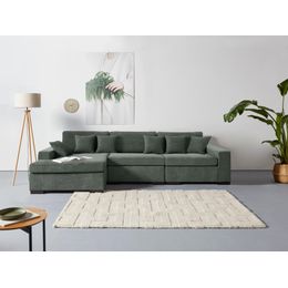 Ottomane Home Affaire, B:310cm H:86cm T:100cm, grau, 100% Polyester, Sofas, "Skara L-Form", Lounge-Sofa mit Federkernpolsterung, in vielen