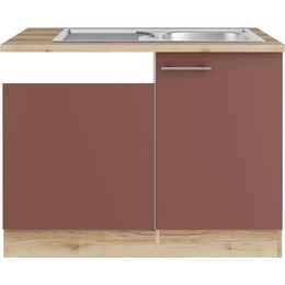 Sp&uuml;lenschrank Optifit, B:110cm H:84,8cm T:60cm, rot, Spanplatte, K&uuml;che, Schr&auml;nke, "Bella", Breite 110 cm, f&uuml;r teilintegrierten Geschirrsp&uuml;ler