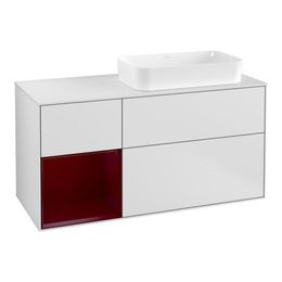 Villeroy & Boch Villeroy und Boch Finion Waschtischunterschrank F271HBMT 120cm, Abdeckplatte white matt, Regal links Peony, White matt lacquer