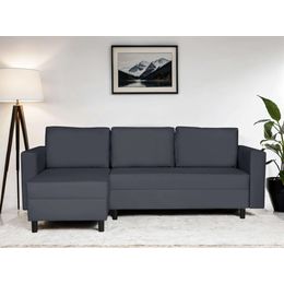 Ecksofa Home Affaire, B:230cm H:84,5cm T:134,5cm, grau, 100% Polyester, Wohnzimmer, Sofas, "GLENOE Schlafsofa mit Bettkasten, Recamiere beidseitig