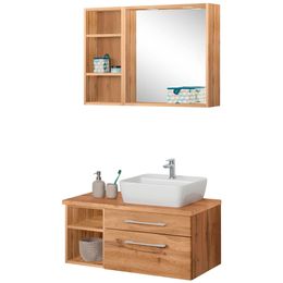 Badm&ouml;bel-Set Welltime, braun, Kastenm&ouml;bel-Sets, "Davos", Waschplatz mit Regal und Spiegel