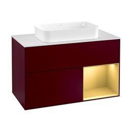 Villeroy & Boch Villeroy und Boch Finion Waschtischunterschrank F251HFHB 100x60,3cm, Abdeckplatte white matt, Regal rechts Gold matt, Peony Matt