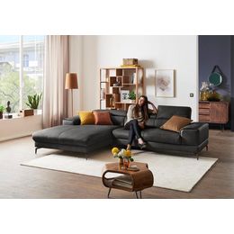Ecksofa W.Schillig, B:303cm H:70cm T:193cm, grau, Longlife Xtra-Leder Z69: Das feinnarbige, gedeckte Softleder Z69 besticht durch seine