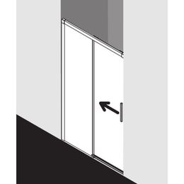 Kermi Nica Gleitt&uuml;r 2-tlg., mit Festfeld NIL2L15020VAK 150x200cm, silber hochglanz, ESG klar, links