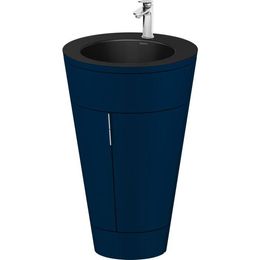 Duravit Starck 1,c-bonded Set S19514O10980010 Griff Chrom, Keramik Schwarz Matt, Innenbeleuchtung bodenstehend, Nachtblau Seidenmatt, 864 x 560 x 605 mm