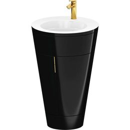 Duravit Starck 1,c-bonded Set S19513O34400010 Griff Gold, Keramik Wei&szlig; Matt, Innenbeleuchtung, bodenstehend Schwarz Hochglanz, 864 x 560 x 605 mm