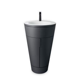 Duravit Starck 1,c-bonded Set S19513OBD580010 Griff Diamantschwarz, Keramik Wei&szlig; Matt, Innenbeleuchtung, bodenstehend Graphit Seidenmatt, 864 x 560 x 605 mm