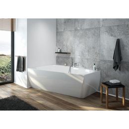 Hoesch iSENSI Badewanne 3964.010 180x120cm, links, wei&szlig;, 275 l, &Uuml;berlaufbef&uuml;llung, chrom