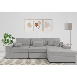 Ecksofa OTTO HOME, B:360cm H:75cm, grau, Baumwollmix (60% Baumwolle/40% Leinen);Struktur fein (100% Polyester);Samtoptik (100% Polyester);Samtvelours