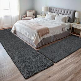 Hochflor-Bettumrandung, H:37mm, grau, MyFlair M&Ouml;BEL & ACCESSOIRES, Obermaterial: 100% Polypropylen, Bettumrandungen, "My Shaggy", Shaggy, Uni-Farben,