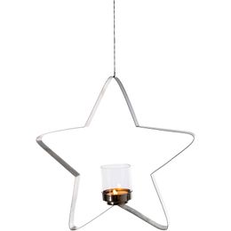 Fink Teelichthalter "STACEY", B/H/T: 41cm, silber, Kerzenhalter, H&auml;ngewindlicht, sternf&ouml;rmig, aus Edelstahl