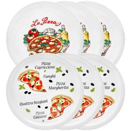 Van Well Pizzateller "Pizzateller Napoli & Margherita &oslash; 30,5 cm 6er Set bunt", L:30,5cm, bunt, Speiseteller
