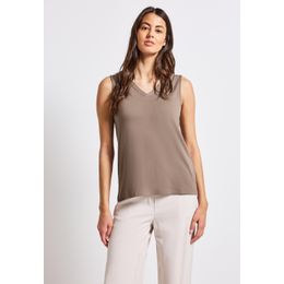 Street One Damen T-Shirt, beige, Gr. 46, unifarben, Stoff, 95% Viskose, 5% Elasthan, Shirts, aus elastischem Materialmix
